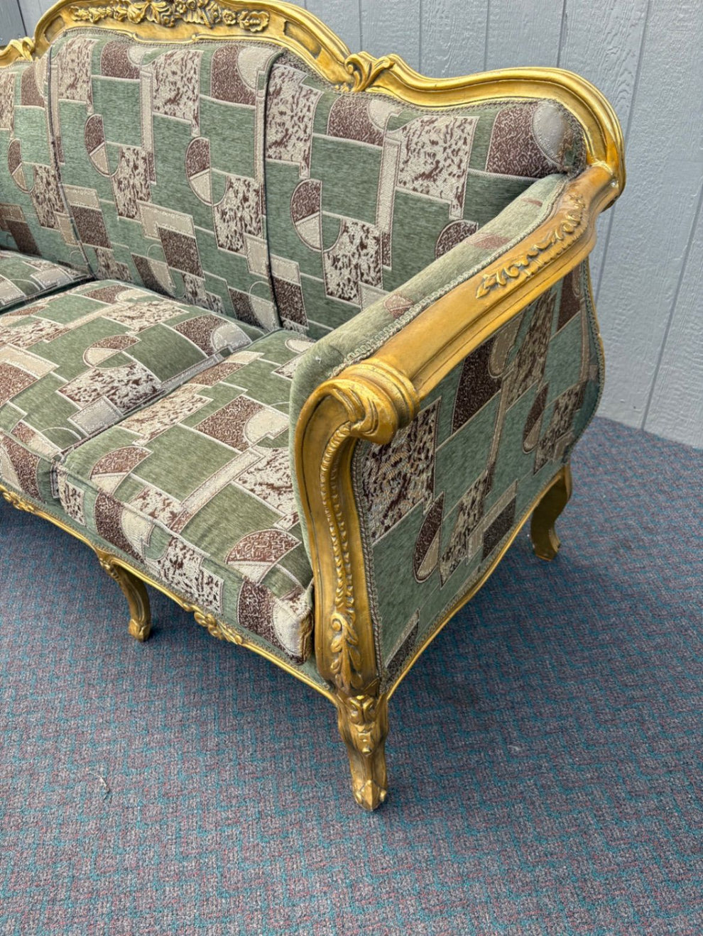 67517 Elegant Vintage French Provincial Gold Gilt Sofa with Tapestry U ...